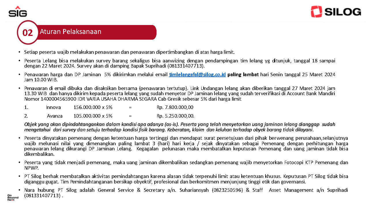 Pengumuman Pemindahtanganan Aset Non Produktif – Maret 2024 – SILOG